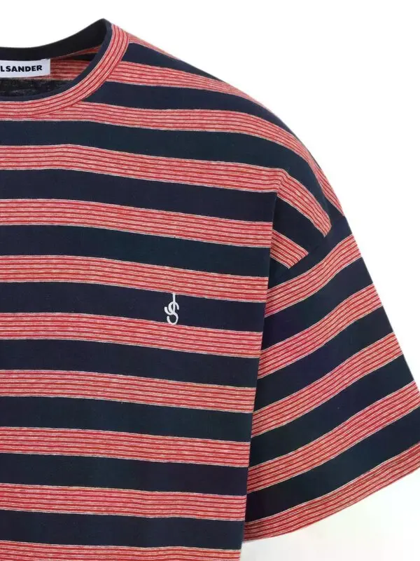 JIL SANDER Horizontal-stripe Logo-embroidered T-shirt