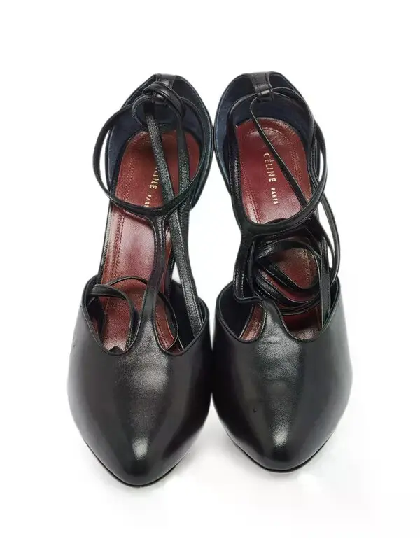 Celine Leather Lace-up Stiletto Pumps