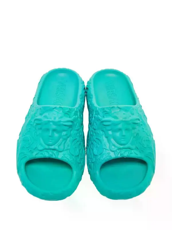 Versace Medusa Embossed Slides - Blue