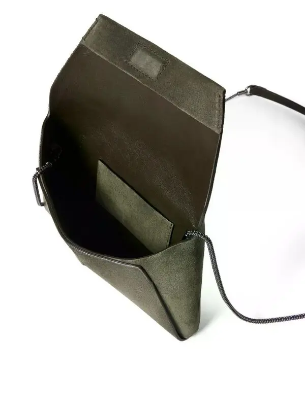 Brunello Cucinelli Duo Pochette In Suede With Precious Chain