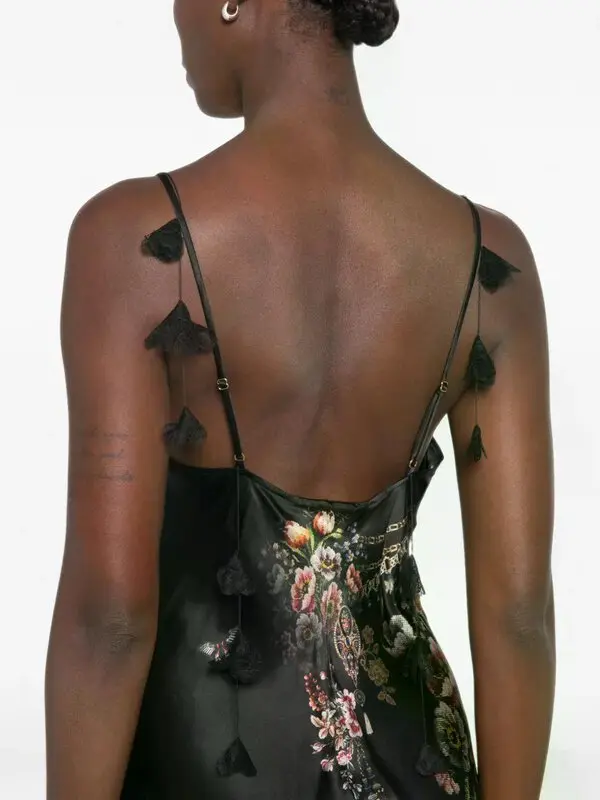 Camilla Floral-print Embellished Asymmetric Maxi Dress