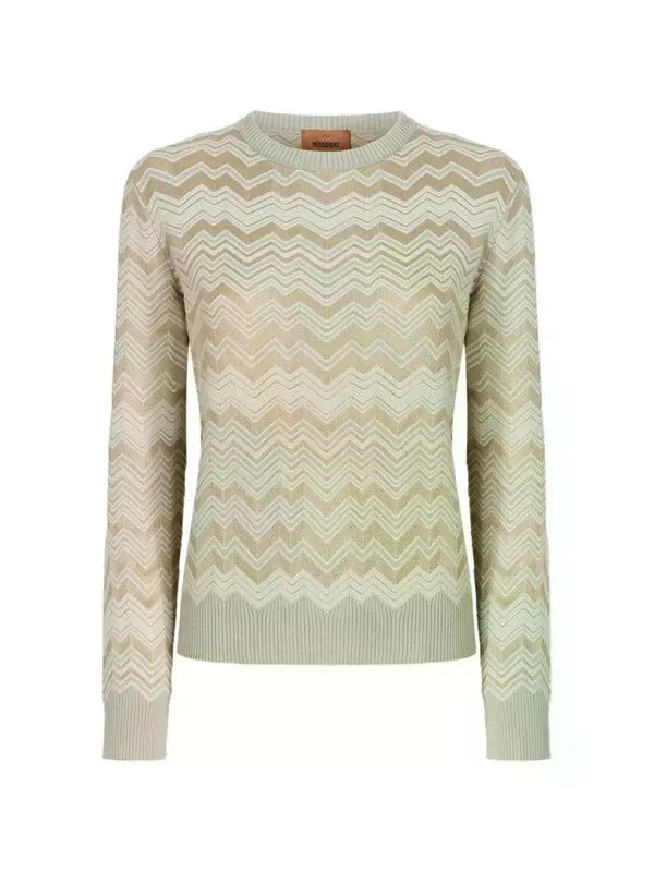 Missoni Zig Zag Crewneck Sweater In Viscose And Wool Blend