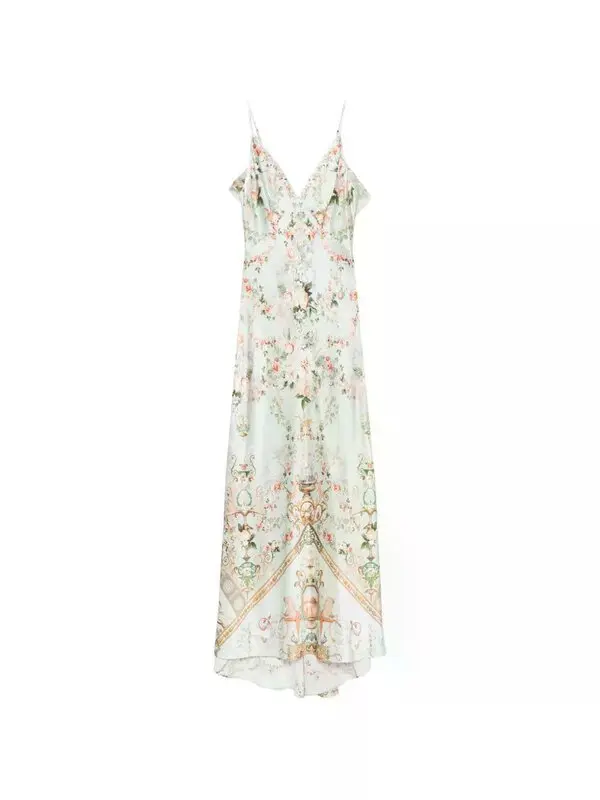 Camilla Sleeveless Floral Print Maxi Dress - Green