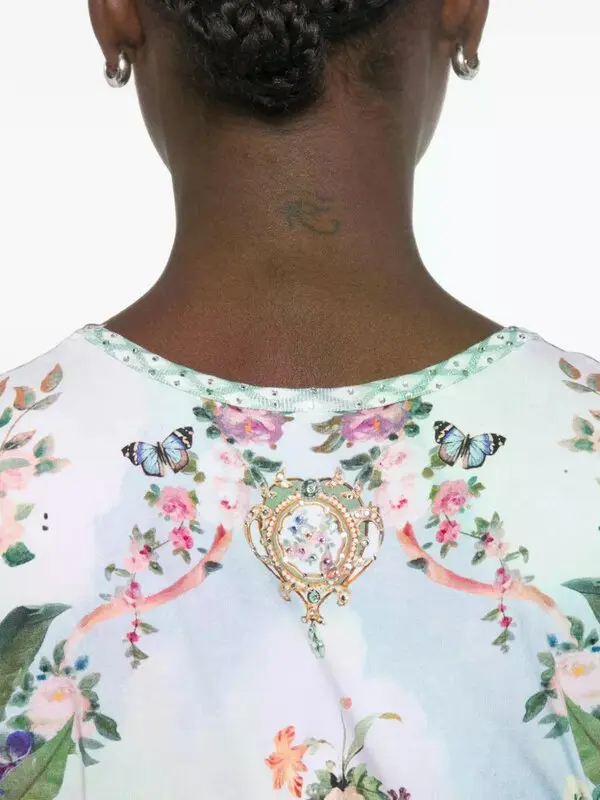 Camilla Floral-print Rhinestone Embellished Midi Dress