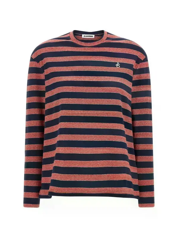 JIL SANDER Striped Embroidered-logo T-shirt