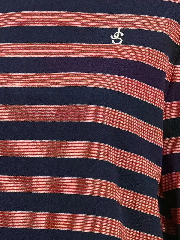 JIL SANDER Striped Embroidered-logo T-shirt