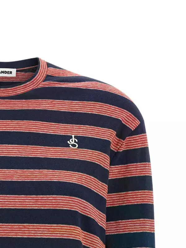 JIL SANDER Striped Embroidered-logo T-shirt