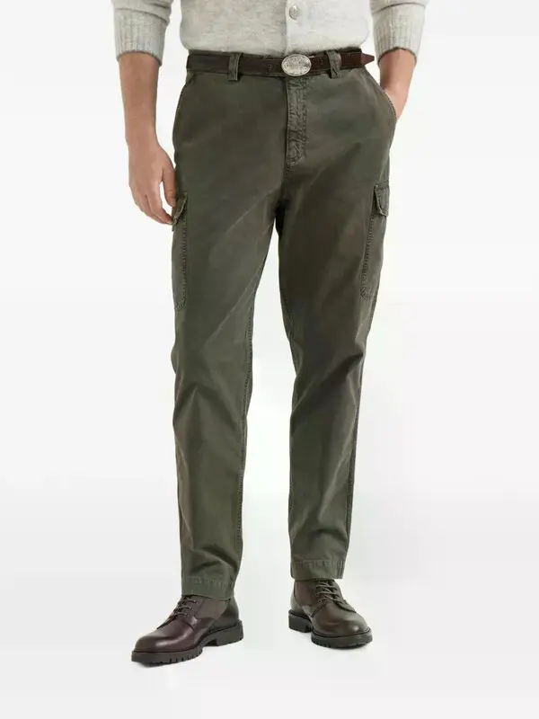 Brunello Cucinelli Peached Cotton Gabardine Cargo Trousers