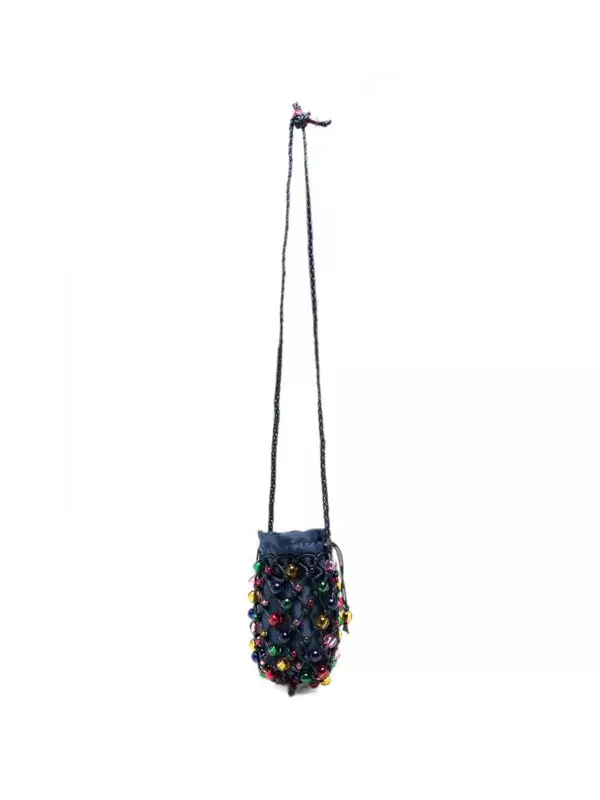 Marina Rinaldi Bead-embellished Drawstring Shoulder Bag - Blue