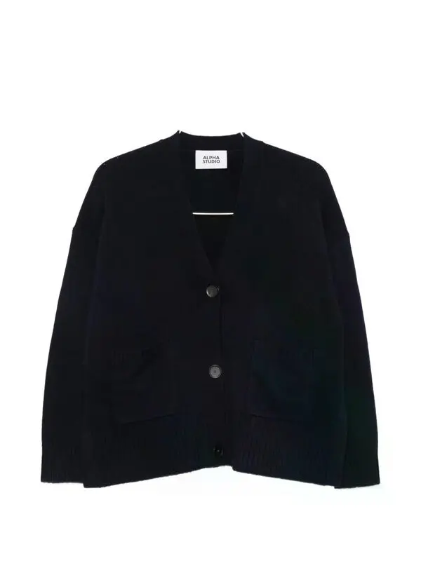 Alpha Studio Patch-pocket Knitted Cardigan