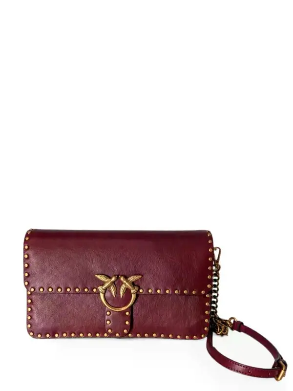 Pinko Love One Studded Leather Crossbody Bag