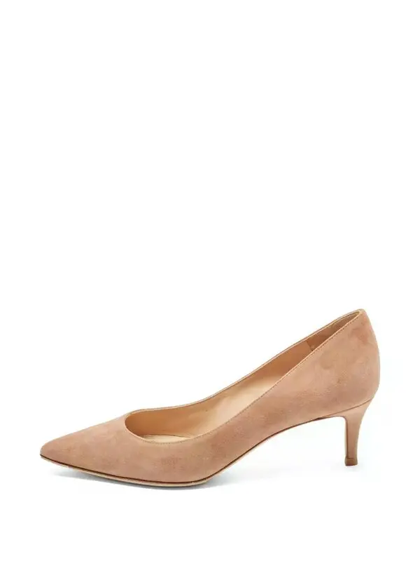 GIANVITO ROSSI Suede Pointed Toe Pumps - Neutrals