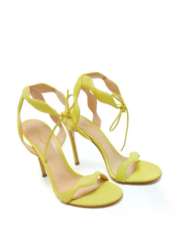GIANVITO ROSSI Wavy Ankle-tie Stiletto Sandals - Green