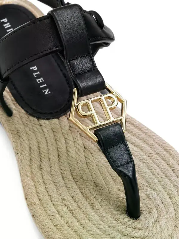 Philipp Plein Nappa Leather Rope Hexagon Sandals