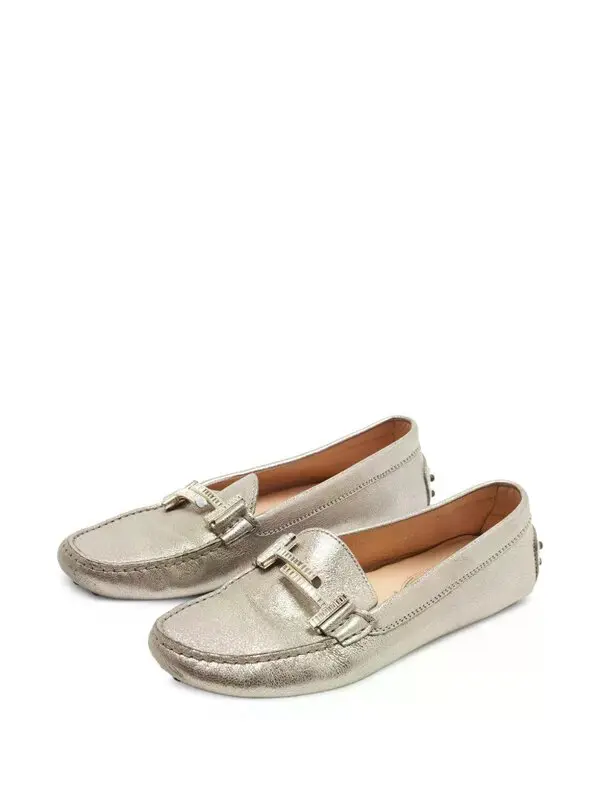 TOD'S Double T Leather Loafers - Grey