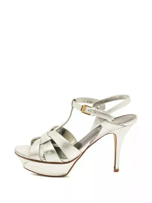 Saint Laurent Tribute Platform Sandals - Silver