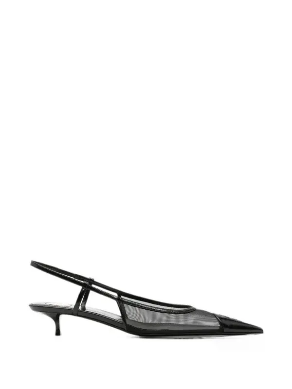 Saint Laurent Mesh-panelled Pointed-toe Slingback Pumps