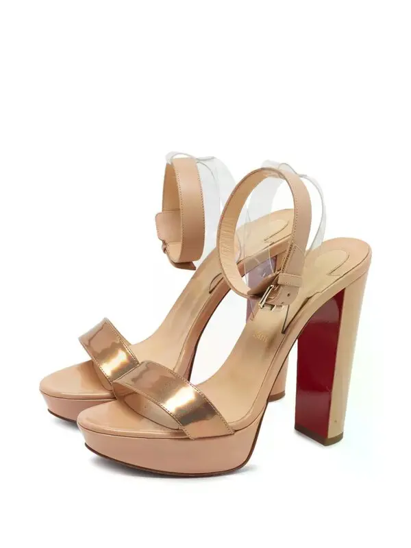 CHRISTIAN LOUBOUTIN Beige Platform Ankle Strap Sandals - Neutrals
