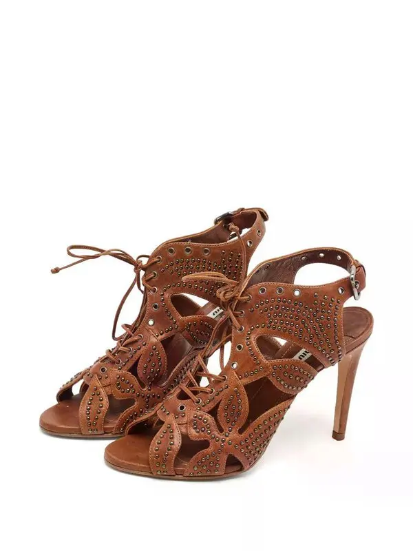 Miu Miu Studded Lace-up Sandals