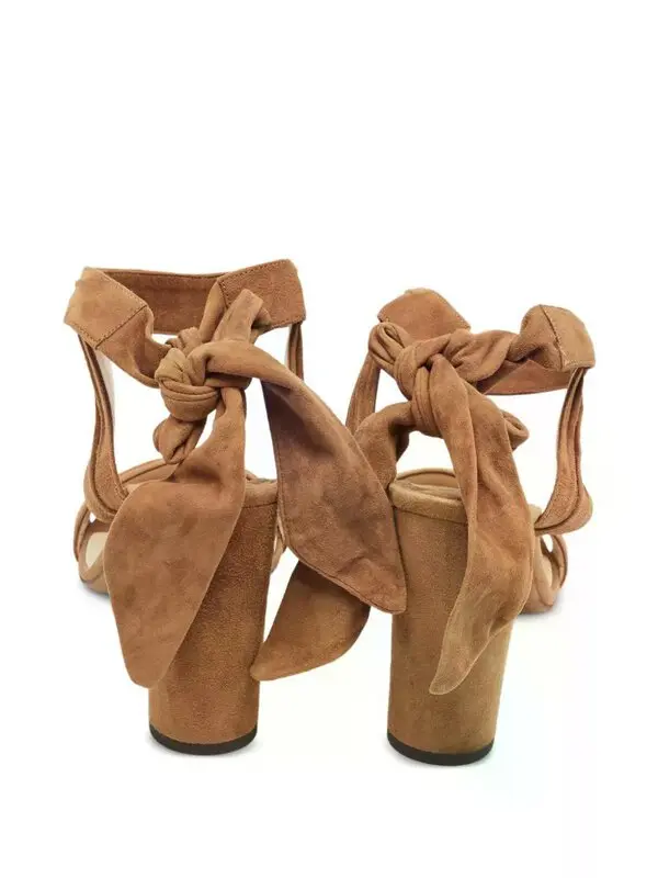 JIMMY CHOO Suede Ruched Ankle-strap Sandals With Bow Detail
