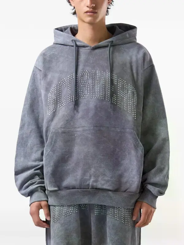 Gcds Stud-embellished Washed-effect Hoodie