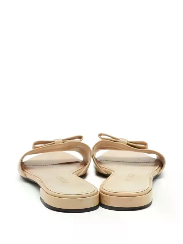 Prada Patent Leather Bow Detail Slide Sandals