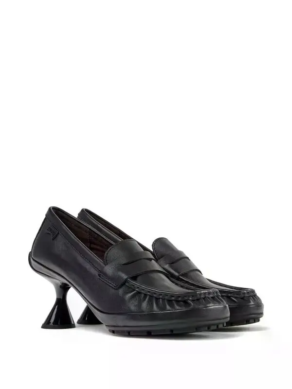 Camper Leather Loafers With Flared Heel