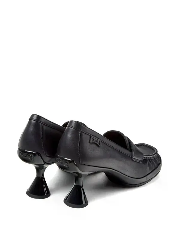 Camper Leather Loafers With Flared Heel