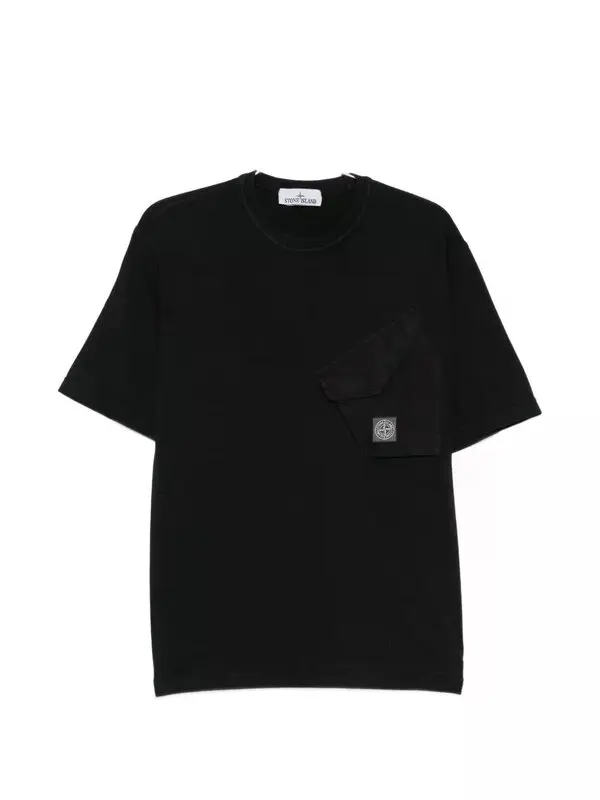 Stone Island Logo-patch Chest-pocket T-shirt - Black