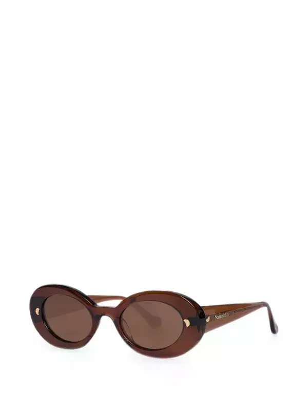 Nanushka Giva Oval-frame Sunglasses - Brown