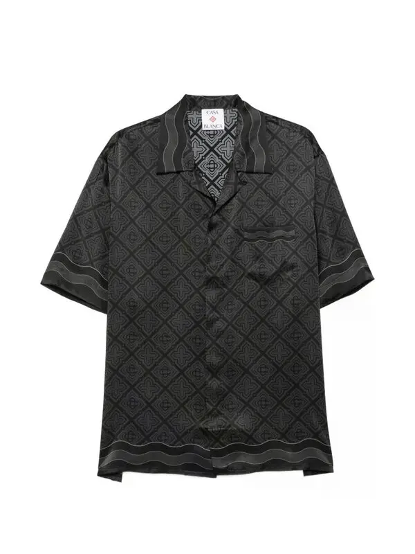 Casablanca Radiating Monogram Silk Shirt - Black