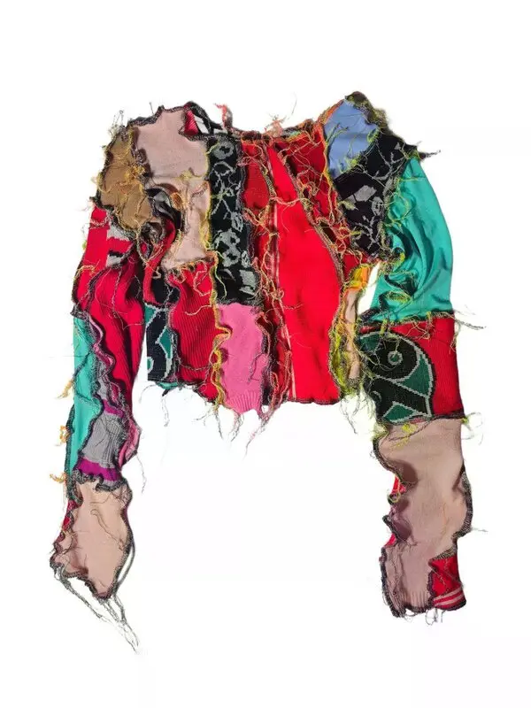 BORBALA Patchwork Frayed-edge Sweater