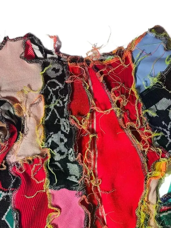 BORBALA Patchwork Frayed-edge Sweater
