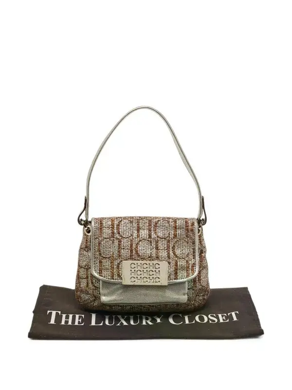 Carolina Herrera Monogram-pattern Metallic-effect Handbag