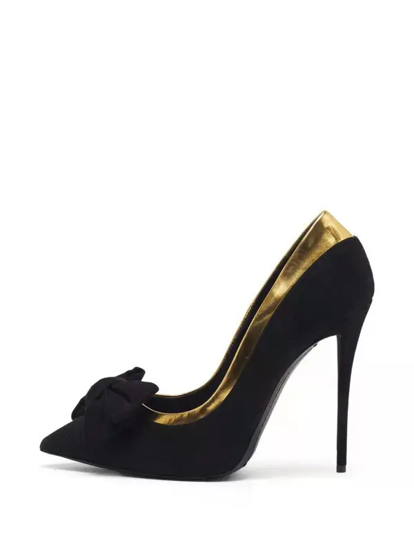 GIUSEPPE ZANOTTI Suede Bow Detail Pointed-toe Stiletto Pumps