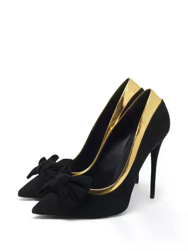 GIUSEPPE ZANOTTI Suede Bow Detail Pointed-toe Stiletto Pumps