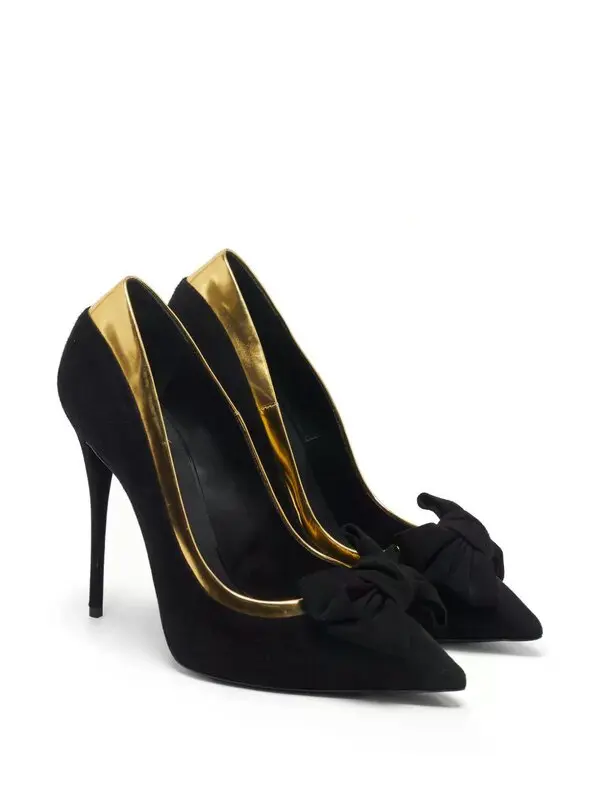 GIUSEPPE ZANOTTI Suede Bow Detail Pointed-toe Stiletto Pumps
