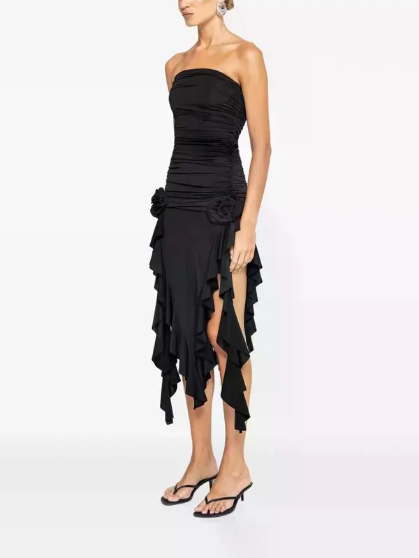 NISSA Floral-appliqué Midi Dress