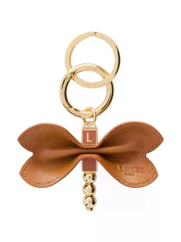 LANCEL Dragonfly Leather Keyring - Brown