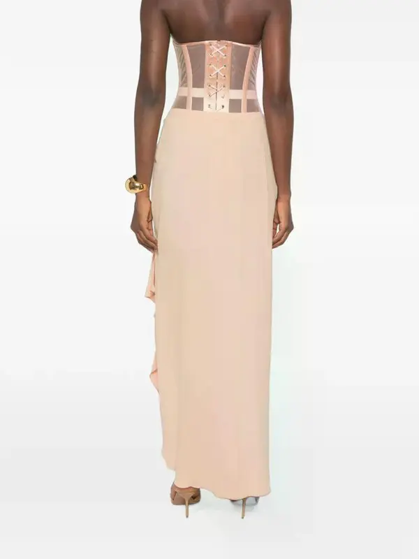 MUGLER Draped Button-detail Skirt