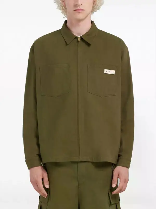 Marni Logo-patch Zip-up Shirt