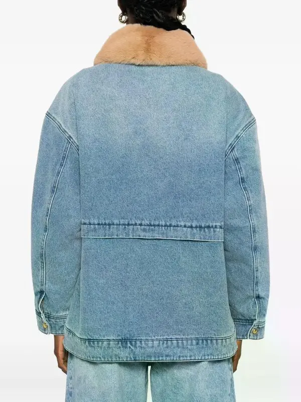 Sandro Faux-fur-collar Denim Coat