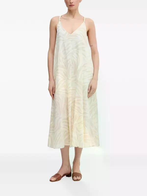 Dkny Zebra Print V-neck Dress - Neutrals