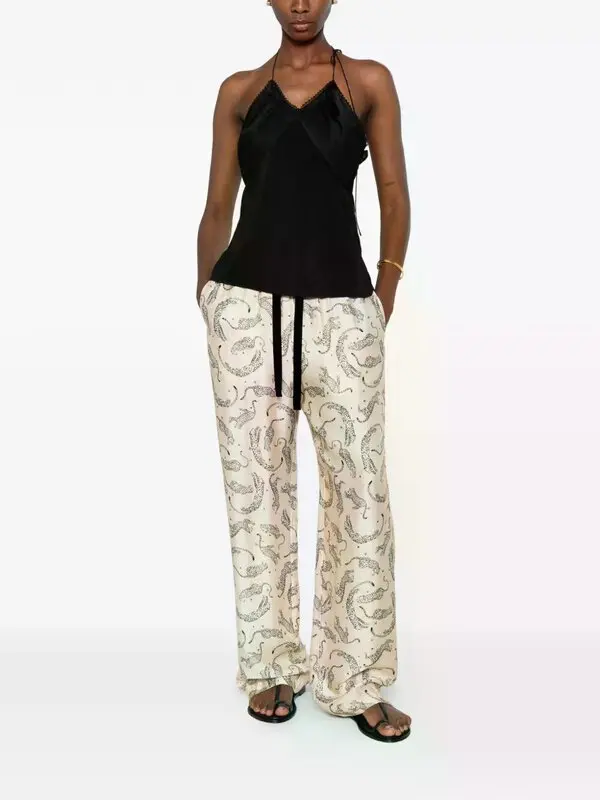 FORTE_FORTE Leopard-print Drawstring Palazzo Pants - Neutrals