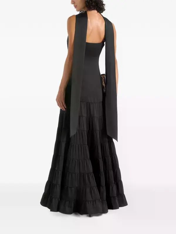 Manière De Voir Tiered Belted Maxi Dress - Black
