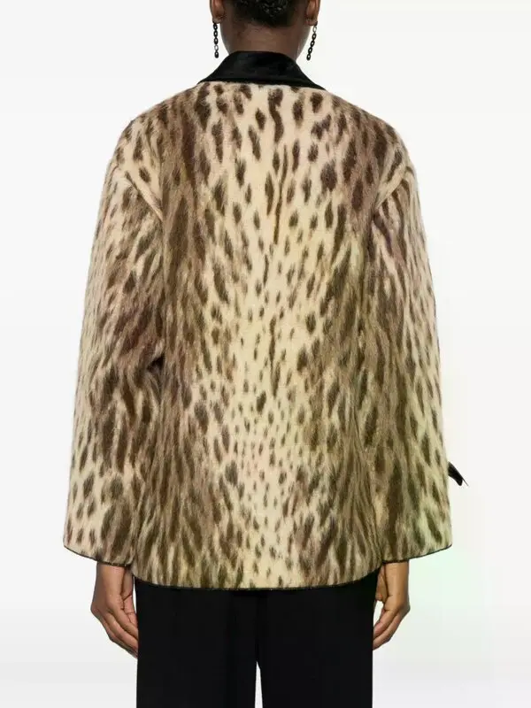 FORTE_FORTE Leopard-print Double-breasted Coat