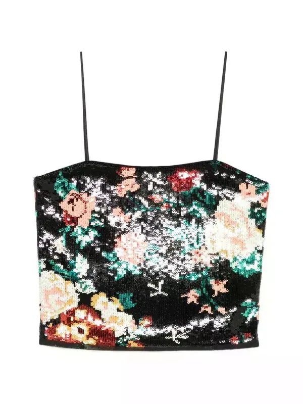 FORTE_FORTE Sequin-embellished Floral-pattern Top