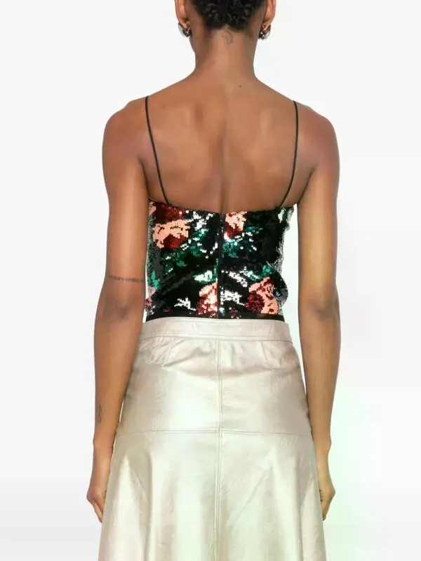 FORTE_FORTE Sequin-embellished Floral-pattern Top