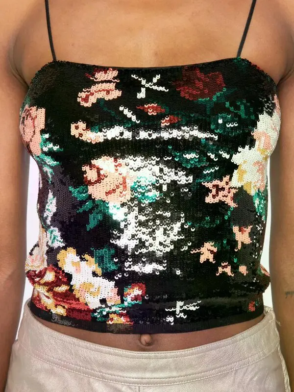 FORTE_FORTE Sequin-embellished Floral-pattern Top