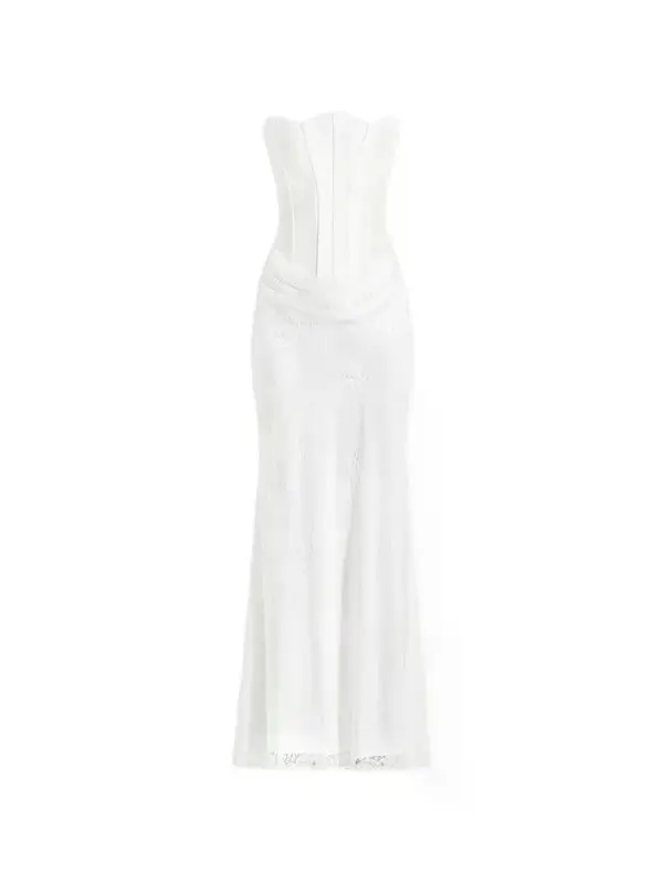 Manière De Voir Corina Satin Corset Maxi Dress - White